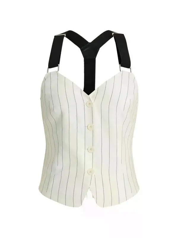Ralph Lauren Donella Striped Suspenders Bustier Top - White