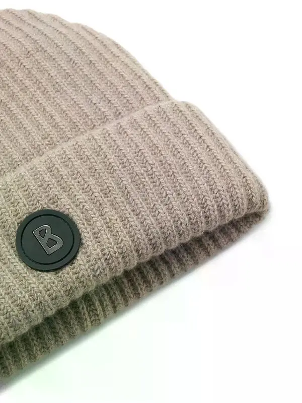 Bogner Gustav Ribbed Logo Patch Beanie Hat