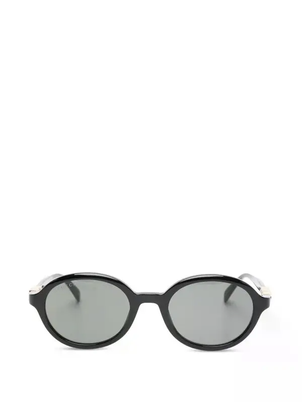 Gucci Oval Sunglasses With Logo Detail - Black