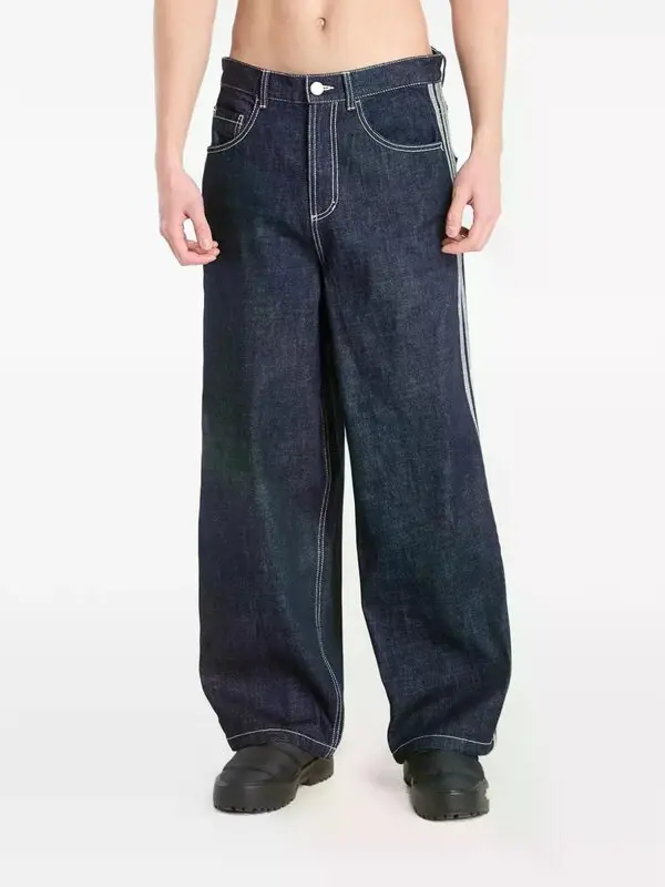 Adidas 3-stripes Wide Leg Jeans - Blue