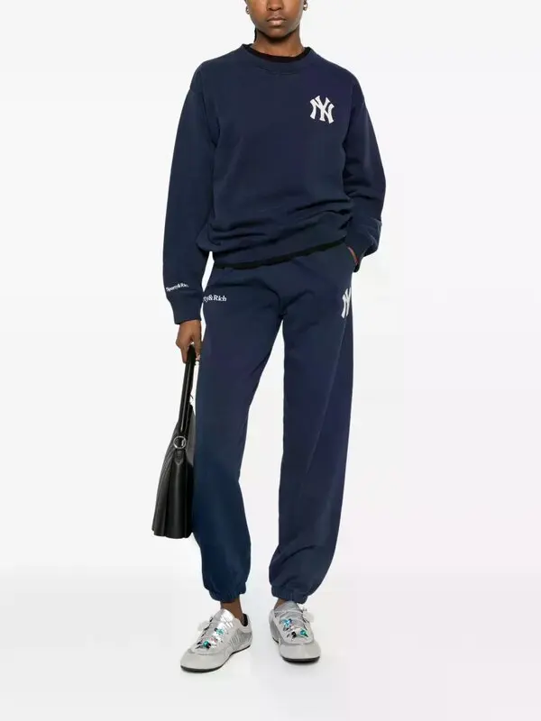 Sporty & Rich Logo Embroidered Crew Neck Sweatshirt - Blue