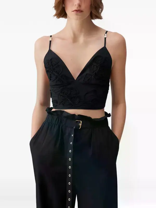 Liu Jo Embroidered V-neck Cropped Top