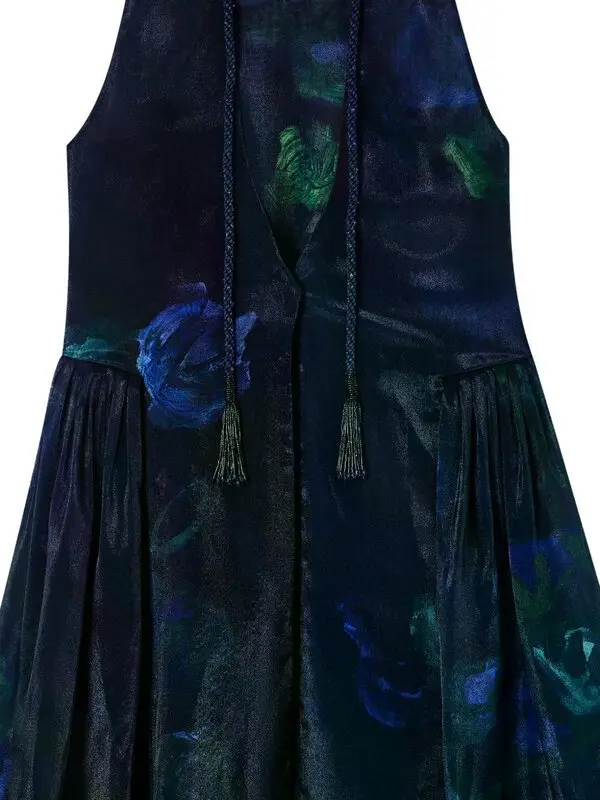 Giorgio Armani Floral Print Tassel Dress