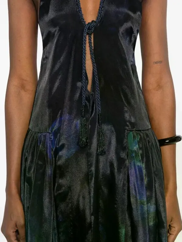 Giorgio Armani Floral Print Tassel Dress