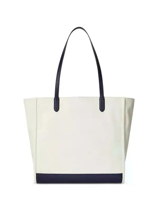 Ralph Lauren Cameryn Large Tote Bag With Logo Plaque - Neutrals