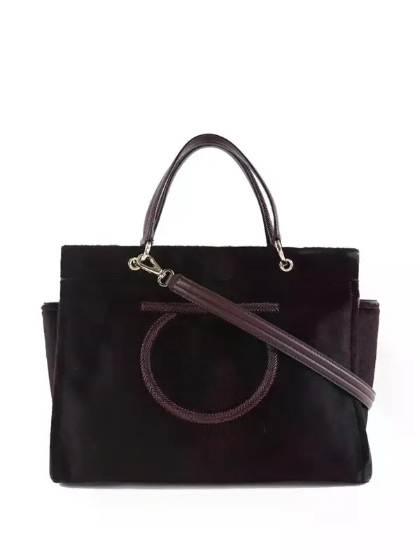 FERRAGAMO Pony Hair Gancini Satchel - Brown