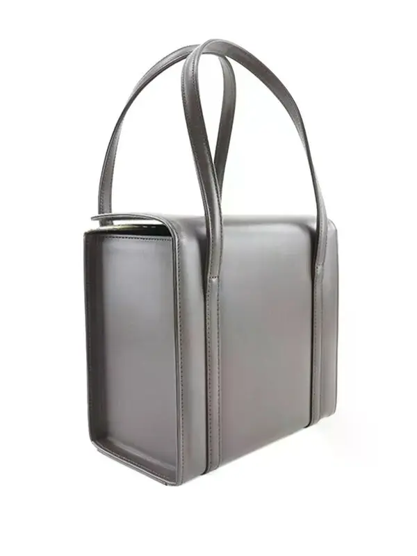 Burberry House Check Canvas Trimmed Leather Box Handbag