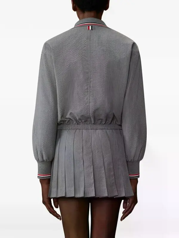 Thom Browne Zip-fastening Patch-detailed Jacket - Grey