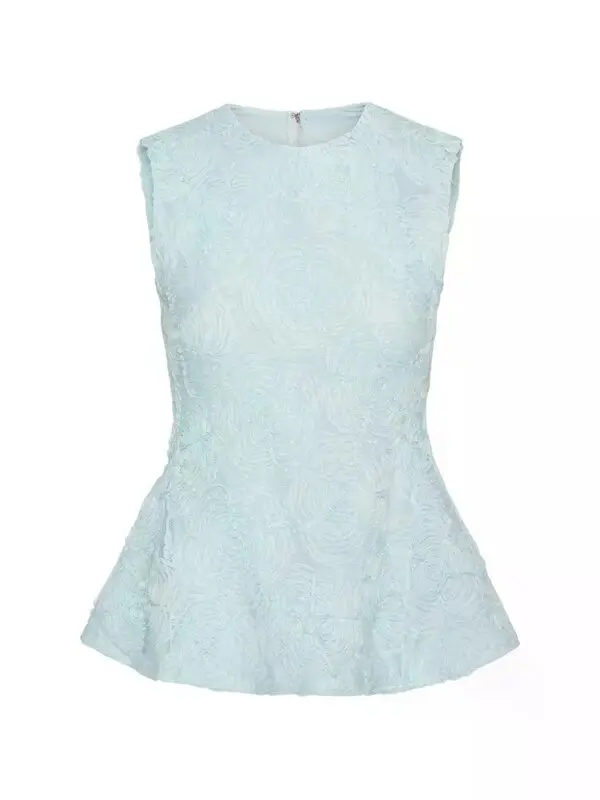 ROTATE BY BIRGER CHRISTENSEN Textured Mesh Peplum Top - Blue