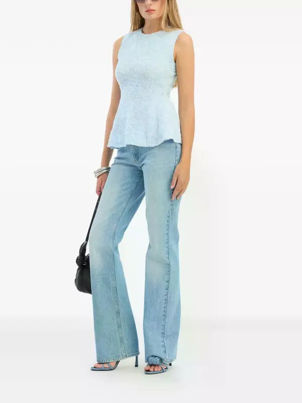 ROTATE BY BIRGER CHRISTENSEN Textured Mesh Peplum Top - Blue