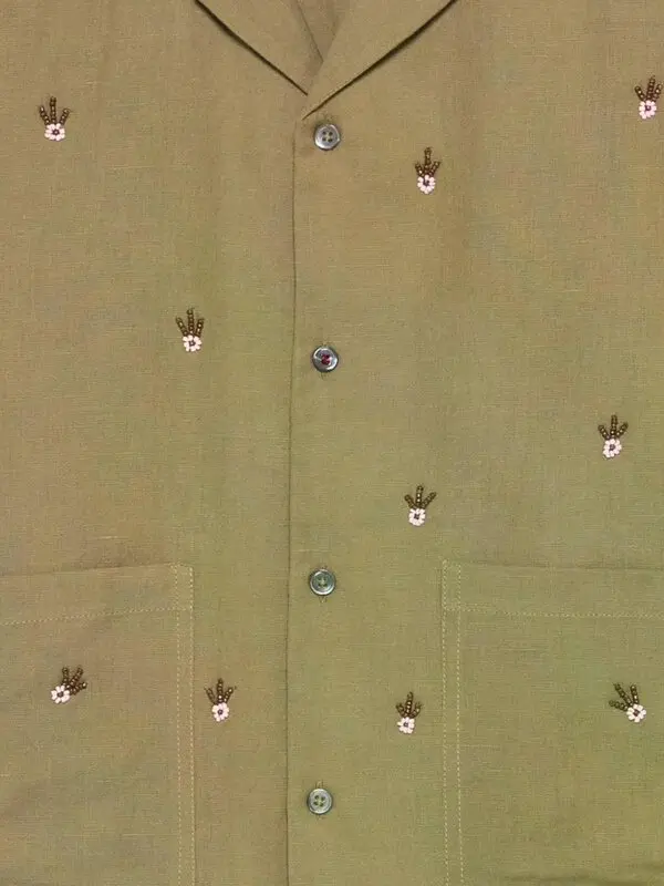 BAZISZT Hem-embroidered Shirt - Green