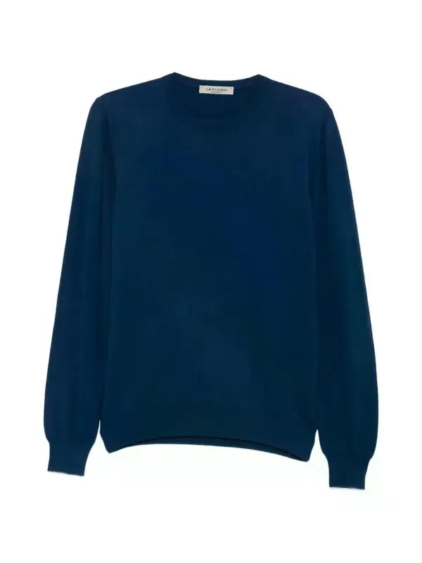 FILERIA Long Sleeve Ribbed Trim Sweater - Blue