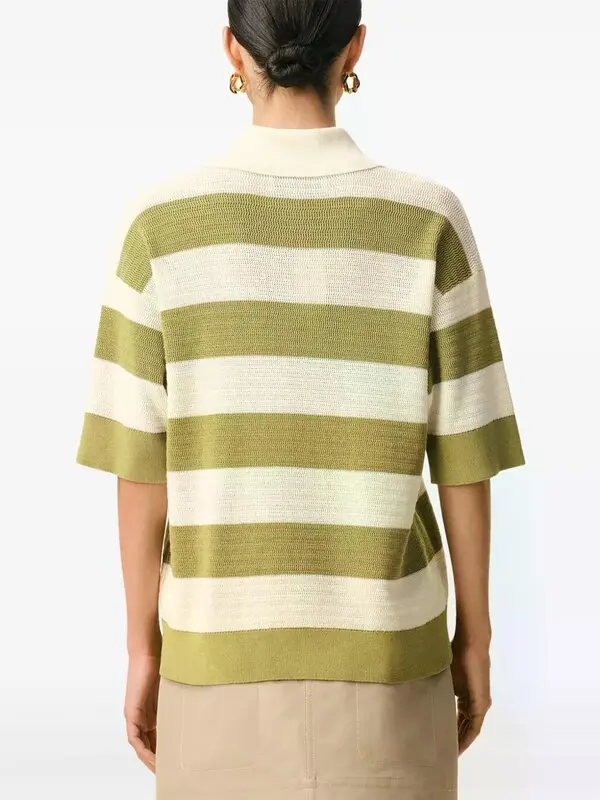AMI Paris De Coeur Striped Knit Polo
