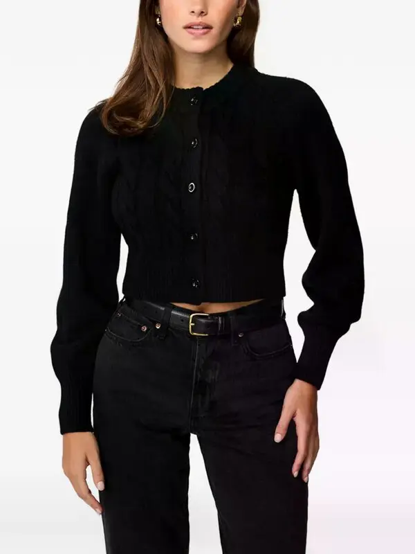 TOCCIN Rita Cable Knit Cardigan - Black