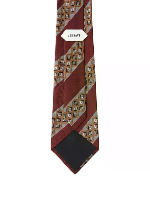 Versace Printed Jacquard Silk Tie - Red