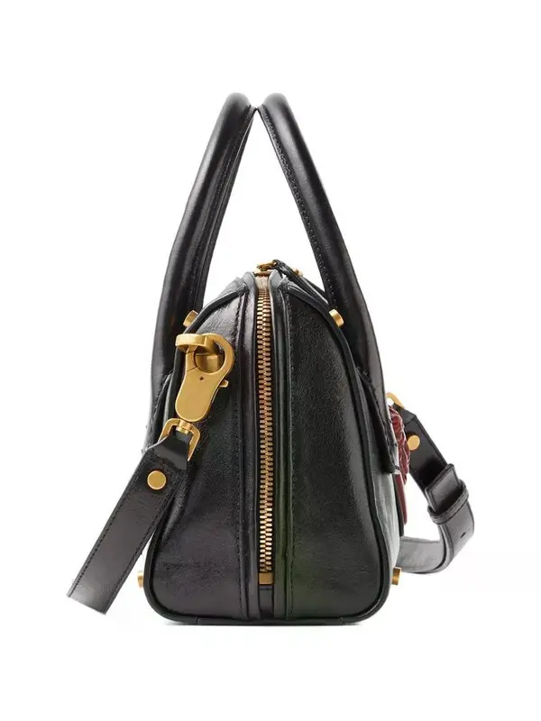 Versace Roomy Small Leather Boston Bag With Medusa Cameo - Black
