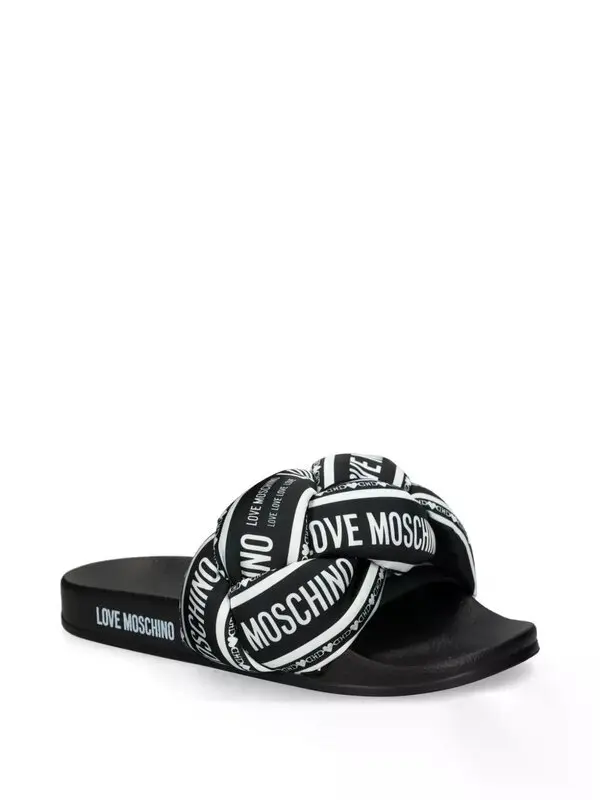 Moschino Braided Logo-print Flat Sandals - Black