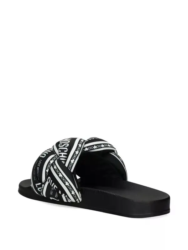 Moschino Braided Logo-print Flat Sandals - Black