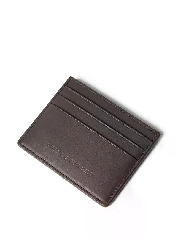 Brunello Cucinelli Calfskin Card Case - Brown