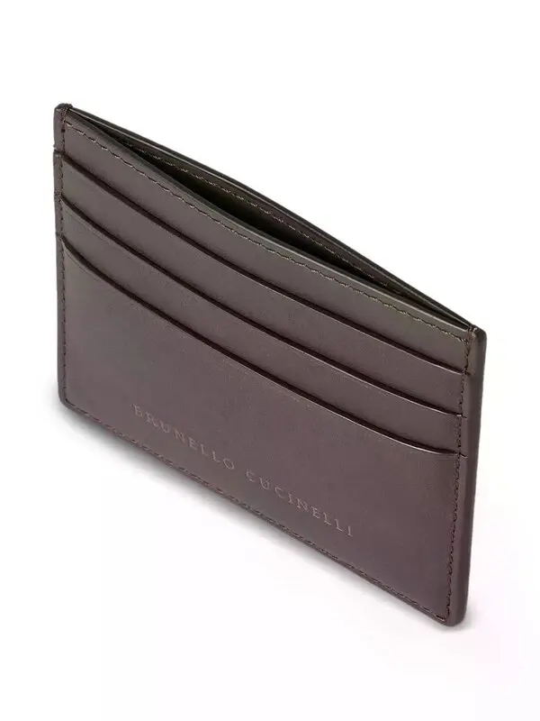 Brunello Cucinelli Calfskin Card Case - Brown