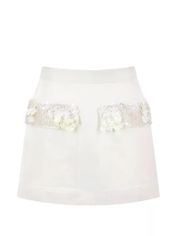 Plan C Embellished Pocket Mini Skirt - White