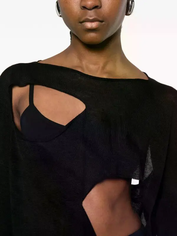 P.a.r.o.s.h Cut-out Long Sleeve Sweater - Black