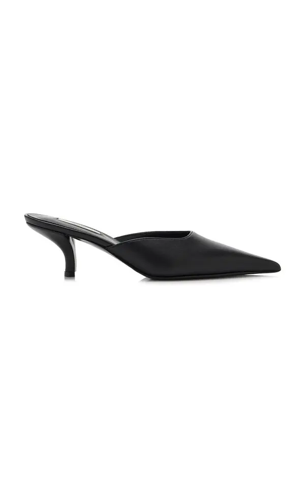 TOTEME Sharp Leather Mules - Black