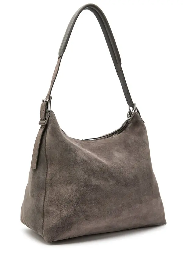 LEMAIRE Belted Suede Hobo Bag - Brown