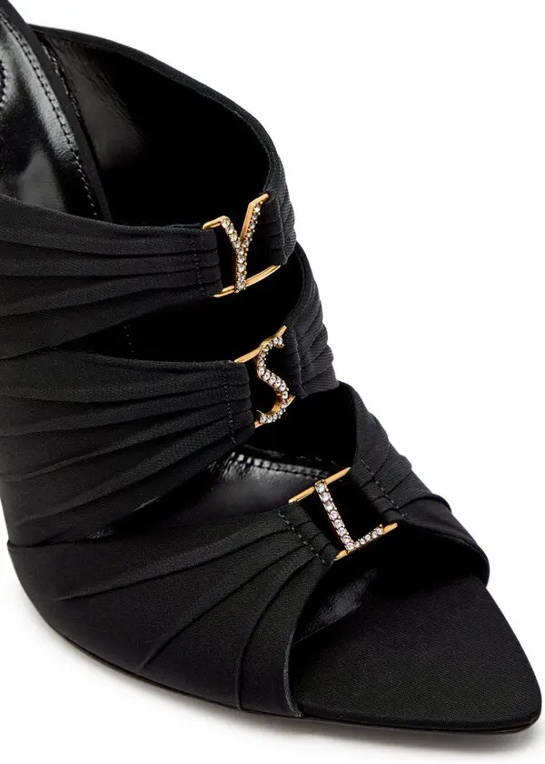 Saint Laurent Emilie 110 Satin-crepe Mules - Black