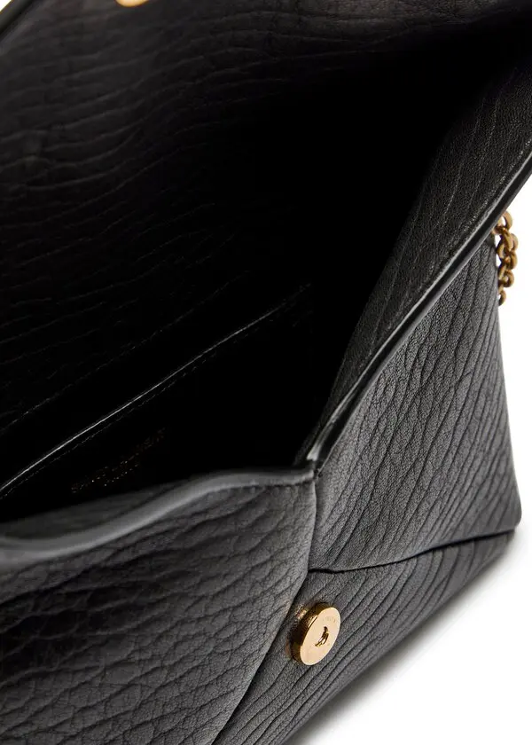 Saint Laurent Grained Leather Pouch With Chain Strap - Black