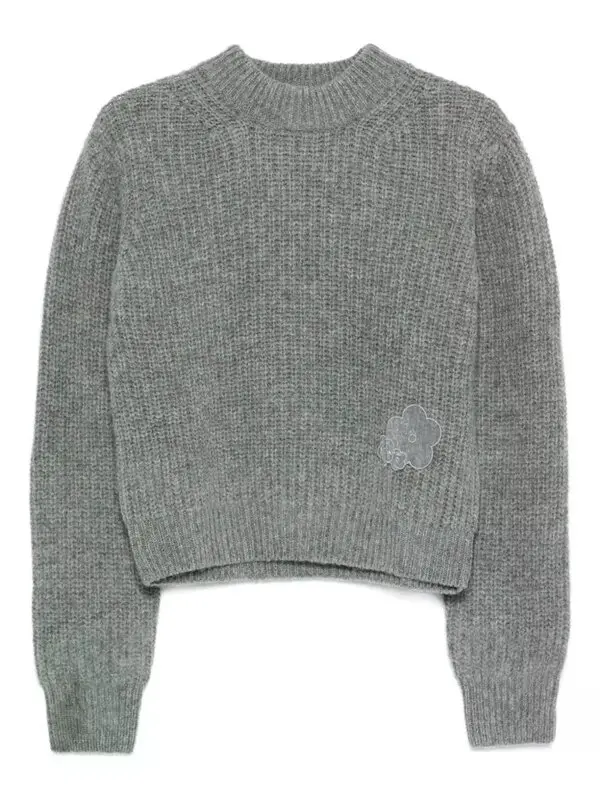 Cecilie Bahnsen Flower Appliqué Ribbed Knit Sweater