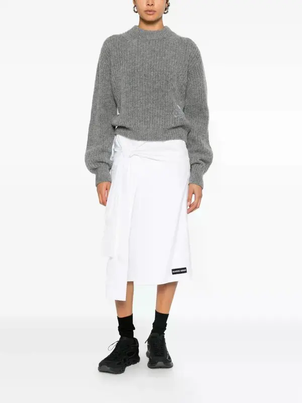 Cecilie Bahnsen Flower Appliqué Ribbed Knit Sweater