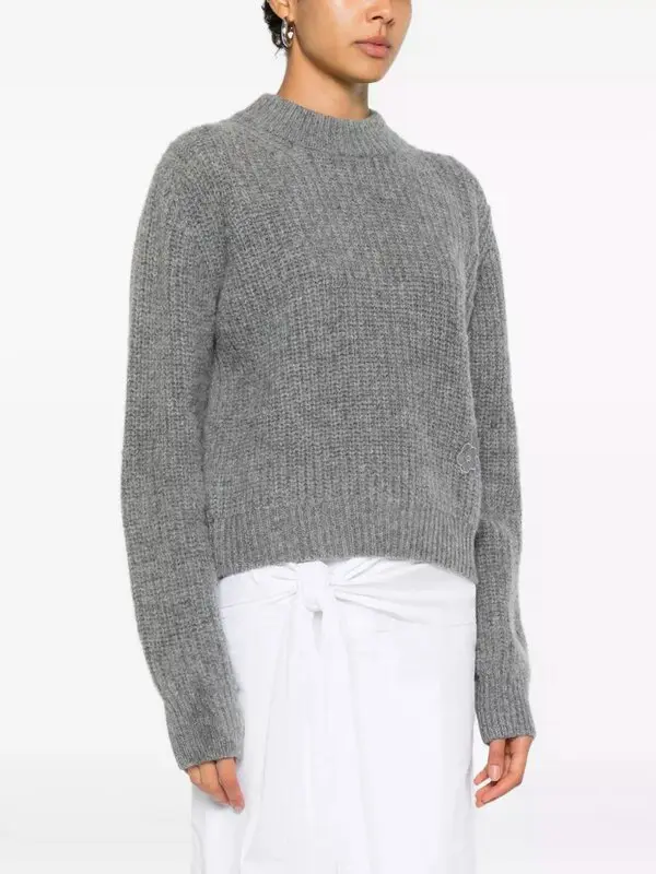 Cecilie Bahnsen Flower Appliqué Ribbed Knit Sweater