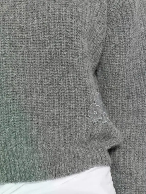 Cecilie Bahnsen Flower Appliqué Ribbed Knit Sweater