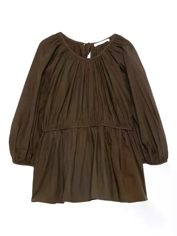 Cecilie Bahnsen Cotton Gathered Blouse - Brown