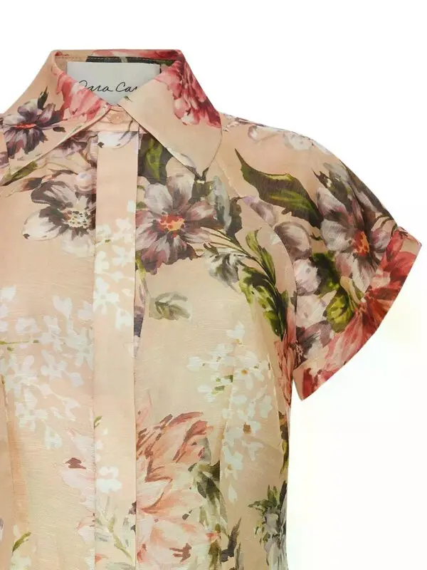 Cara Cara Puffed-sleeve Floral-print Top - Neutrals