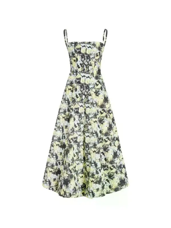 Proenza Schouler White Label Floral Print Square Neck Dress - Blue