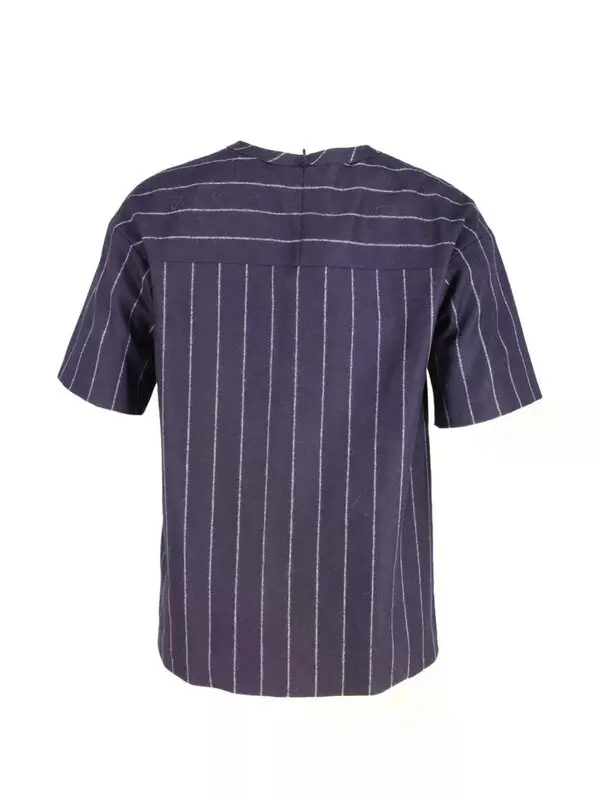 JOSEPH Striped Short-sleeved Wool Top