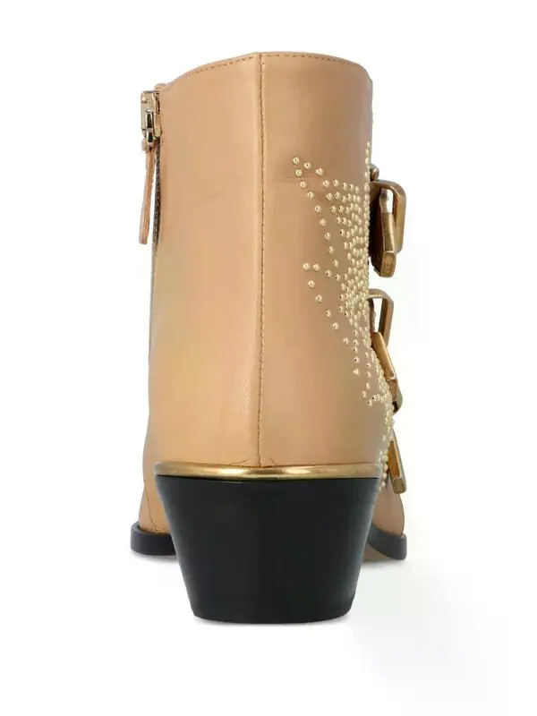 Chloé Susanna Buckle Studded Ankle Boots - Neutrals
