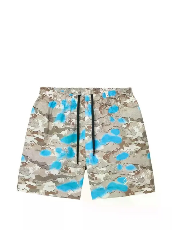 PURPLE BRAND Camouflage Print Drawstring Shorts - Neutrals