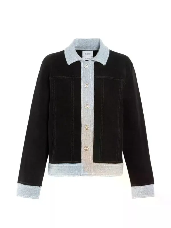 BARRIE Suede-effect Denim Jacket With Cashmere Detailing