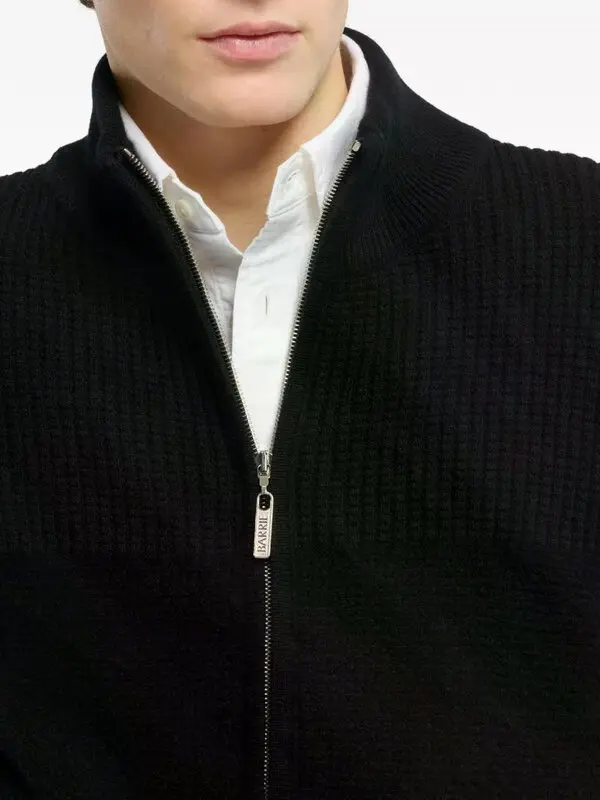 BARRIE Chunky Waffle-effect Zip Cardigan