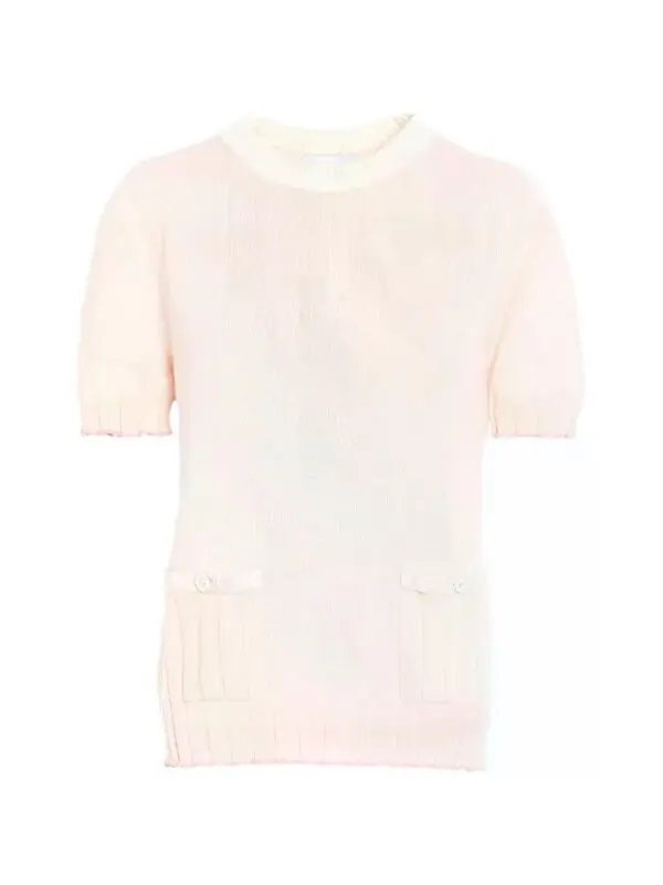 BARRIE Ribbed Detailing Cashmere Top - Pink