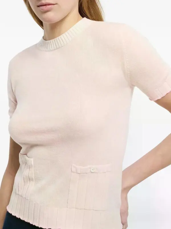 BARRIE Ribbed Detailing Cashmere Top - Pink