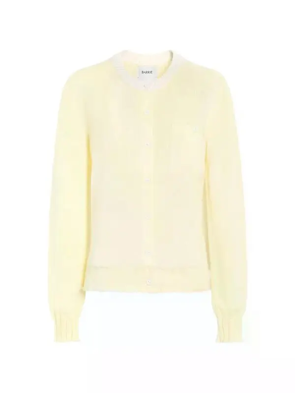 BARRIE Ribbed Detail Cashmere Cardigan - Yellow