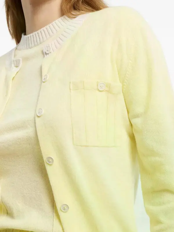 BARRIE Ribbed Detail Cashmere Cardigan - Yellow
