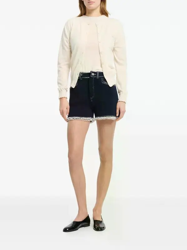 BARRIE Cashmere And Cotton Cardigan With Ribbed Detailing - Blue