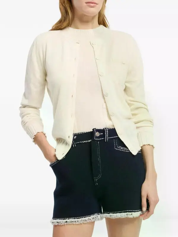 BARRIE Cashmere And Cotton Cardigan With Ribbed Detailing - Blue
