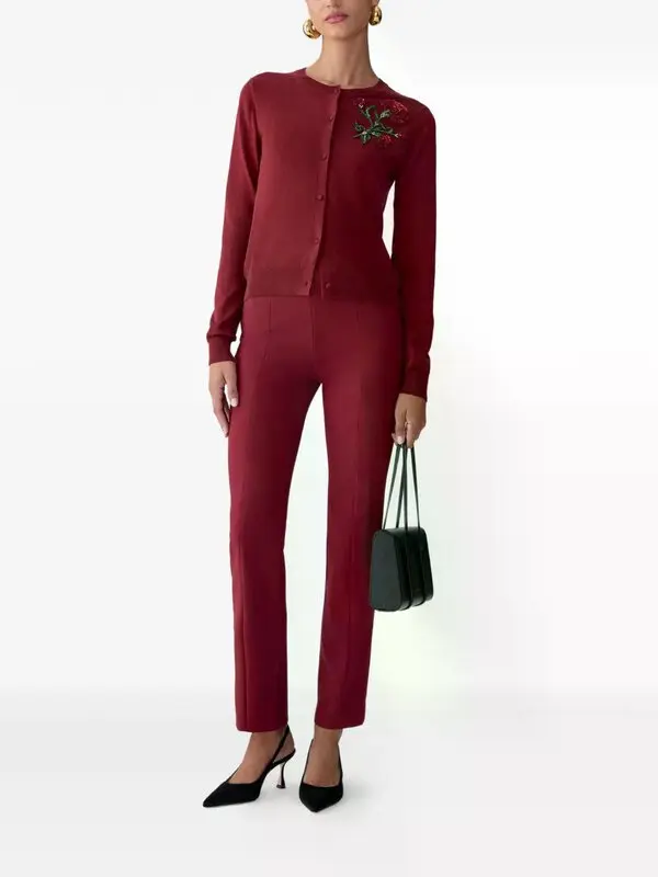 Carolina Herrera Crystal-embroidered Rose Cardigan
