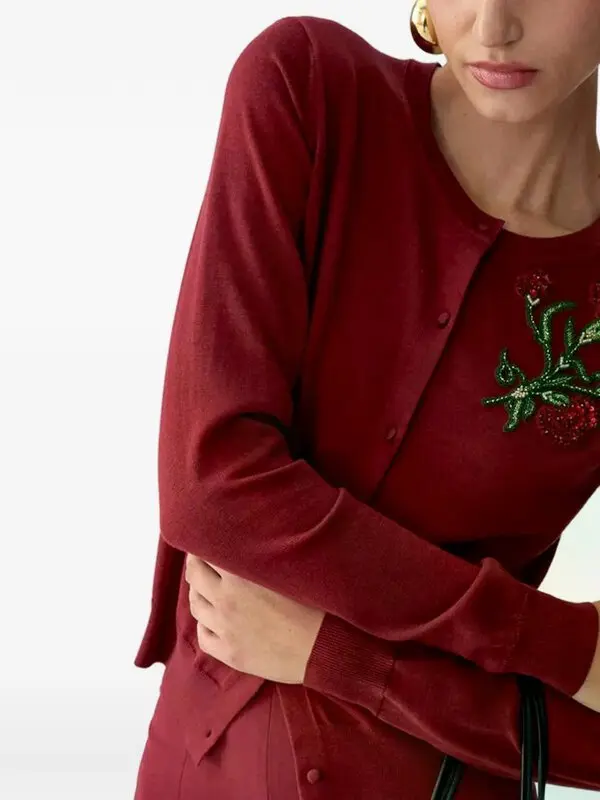 Carolina Herrera Crystal-embroidered Rose Cardigan